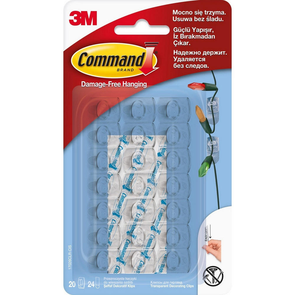 Самоклеящаяся клипса липучка для крепления гирлянд Command прозрачная ...