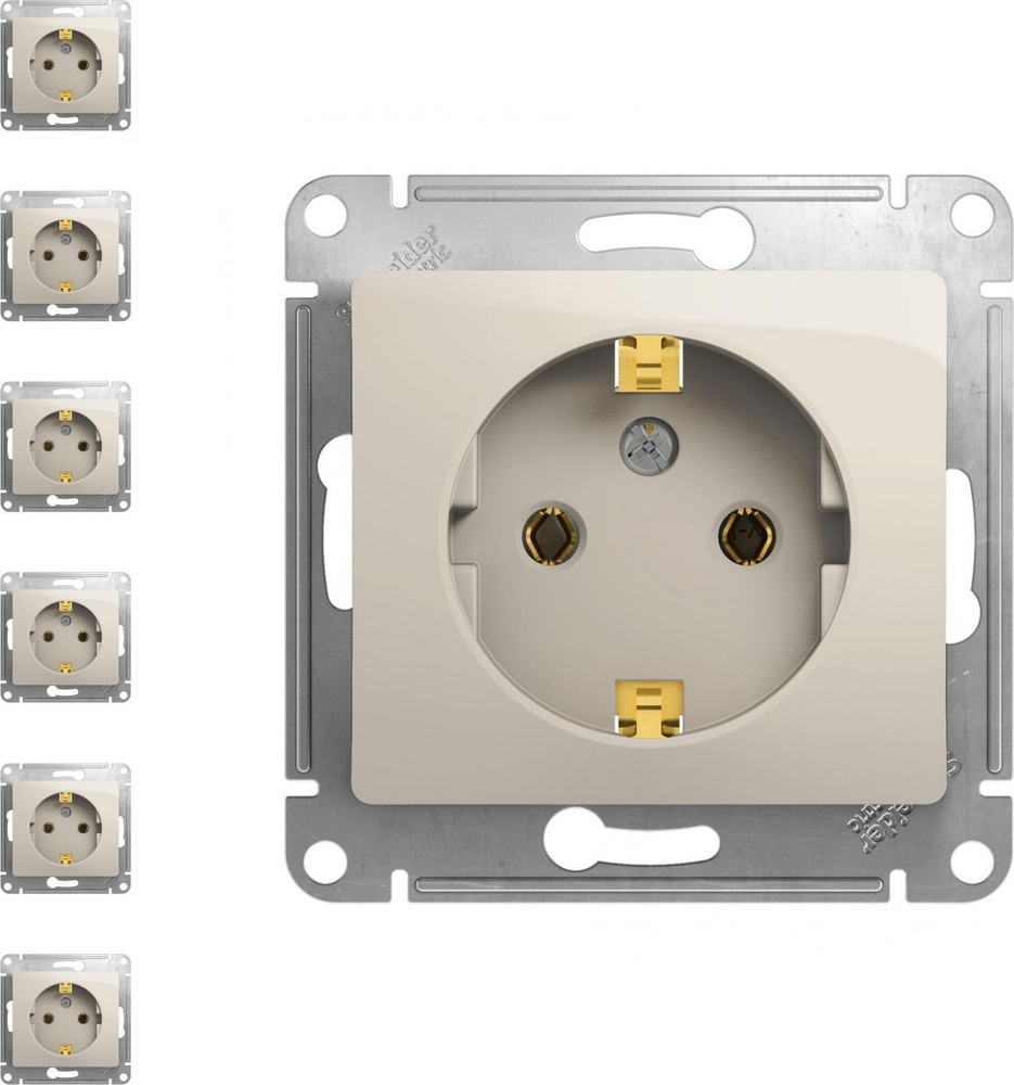 Механизм розетки Schneider Electric Glossa с заземлением молочный ...