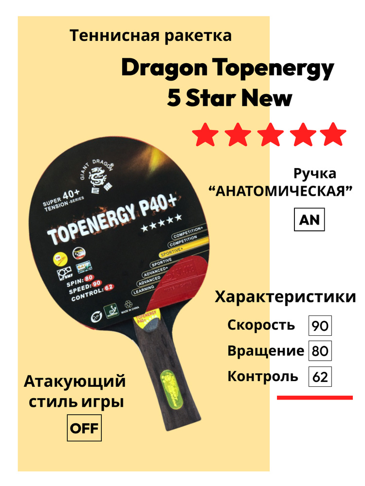 Ракетка для настольного тенниса 5 купить с доставкой по выгодным