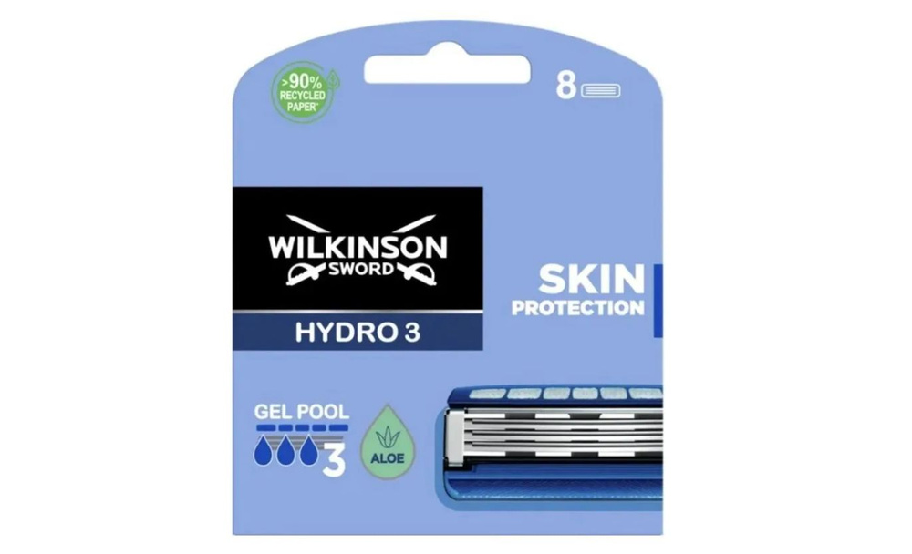 Wilkinson Sword Hydro 3 Skin Protection / Schick / Сменные кассеты для бритв Hydro, 8 шт ...