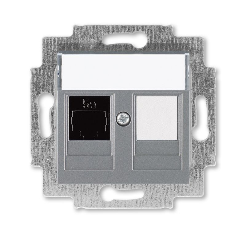 Розетка информационная ABB Levit RJ45 категория 5e и заглушка сталь ...
