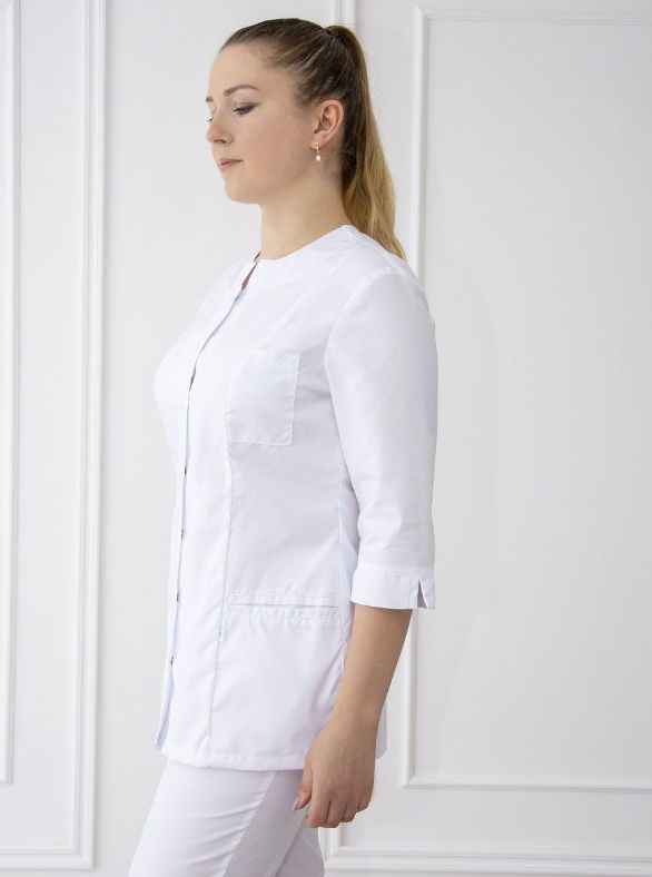 Блуза медицинская женская белая MiTa Мила, размер 54, рост 158-164 ...