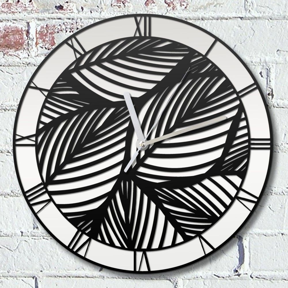 Настенные деревянные бесшумные часы листья монстера минимализм растения природа 2030