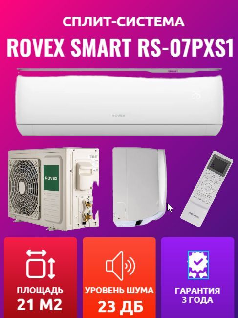 Сплит-система кондиционер для дома Rovex Smart RS-07PXS2 площадью до 21 ...
