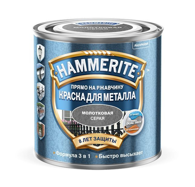 Краска HAMMER для металла Молотковая, Акриловая, Глянцевое покрытие ...