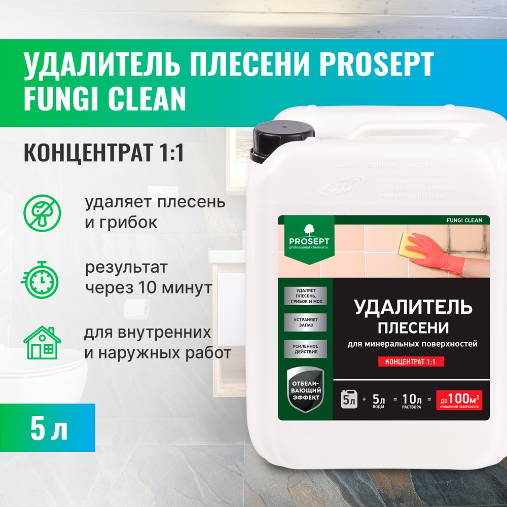 Удалитель плесени, антиплесень PROSEPT FUNGI CLEAN концентрат 1:1 5 л ...