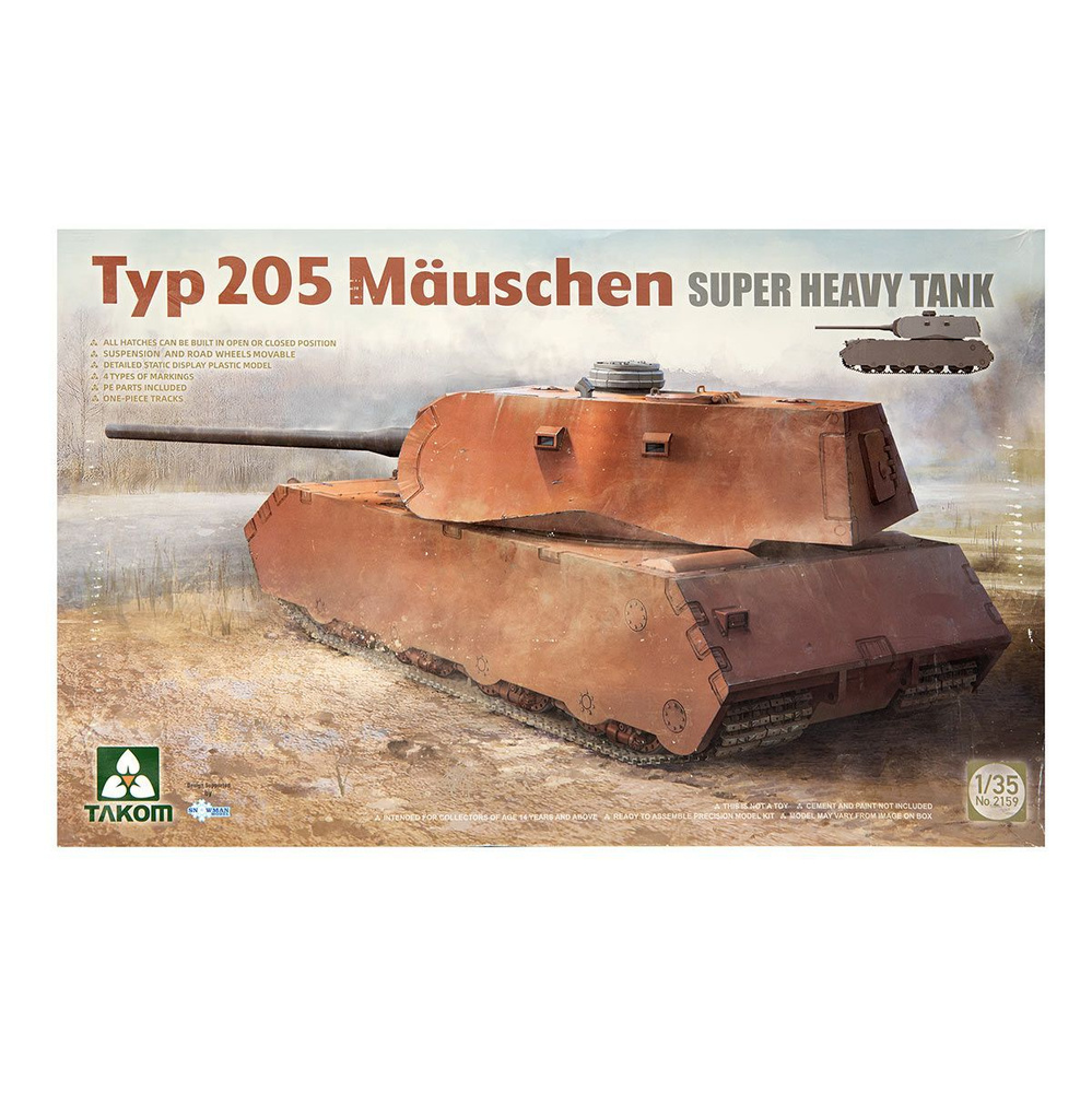 2159 Takom Супер-тяжелый танк Typ 205 Mauschen (1:35) - купить с ...