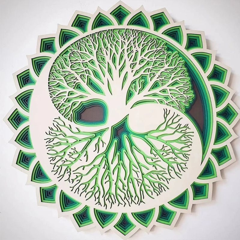 Оформление стен/Wooden Tree Of Life Mandala/Настенное искусство "Древо ...