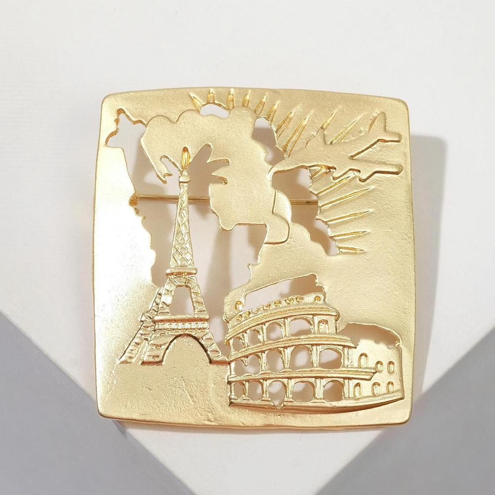Брошь "Картина" путешествие, цвет матовое золото - купить с доставкой ...