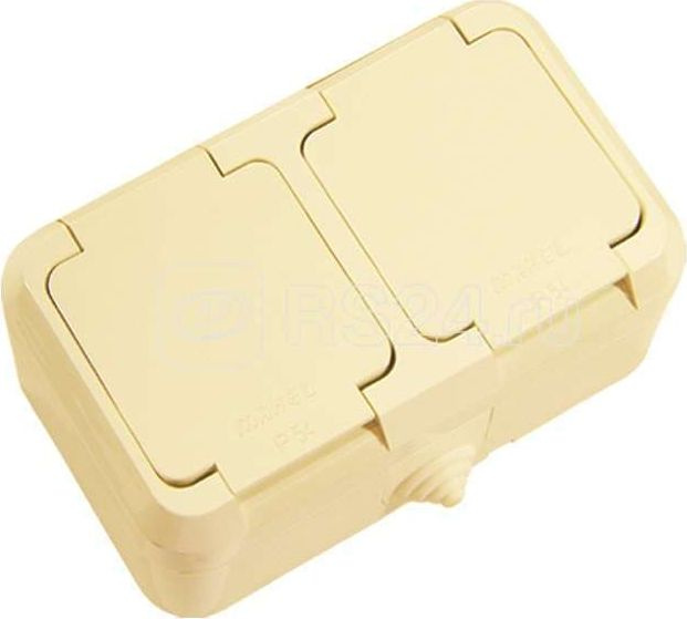 Розетка силовая штепсельная Makel / Макел Менекше 16А 250В IP44 кремовый, с заземляющим ...