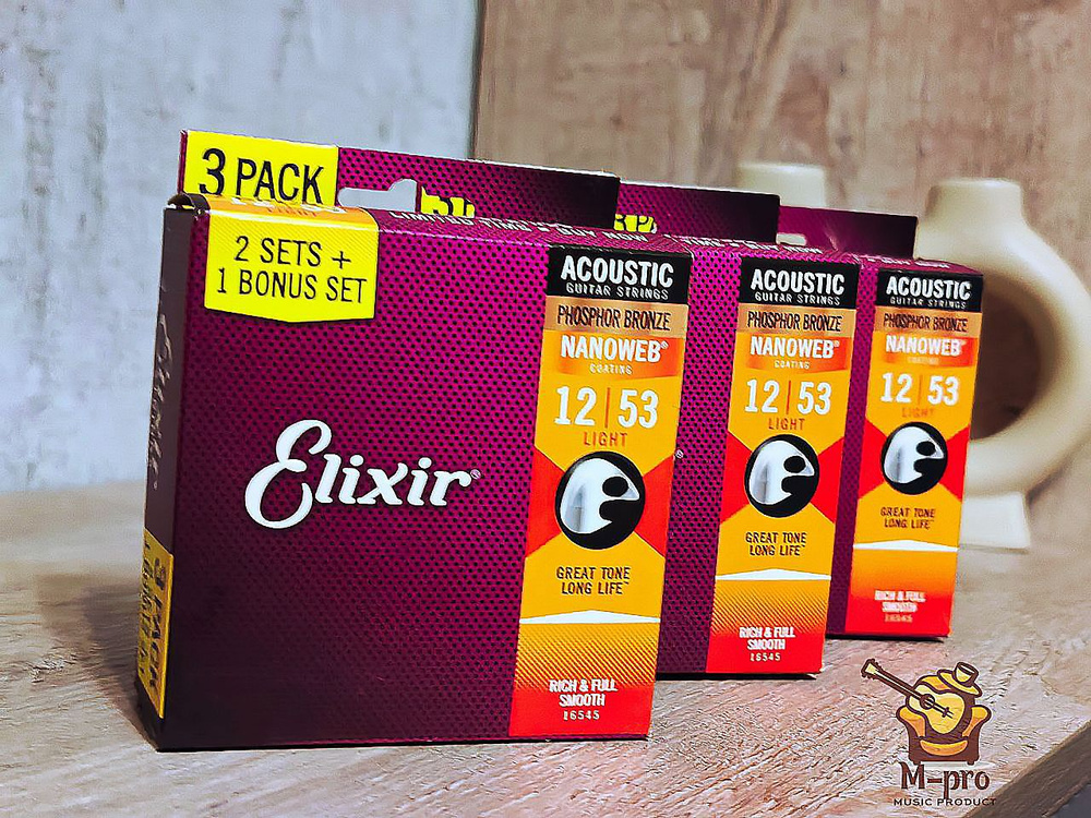 Струны для акустической гитары 12-53 Elixir 16545 Nanoweb with Anti ...