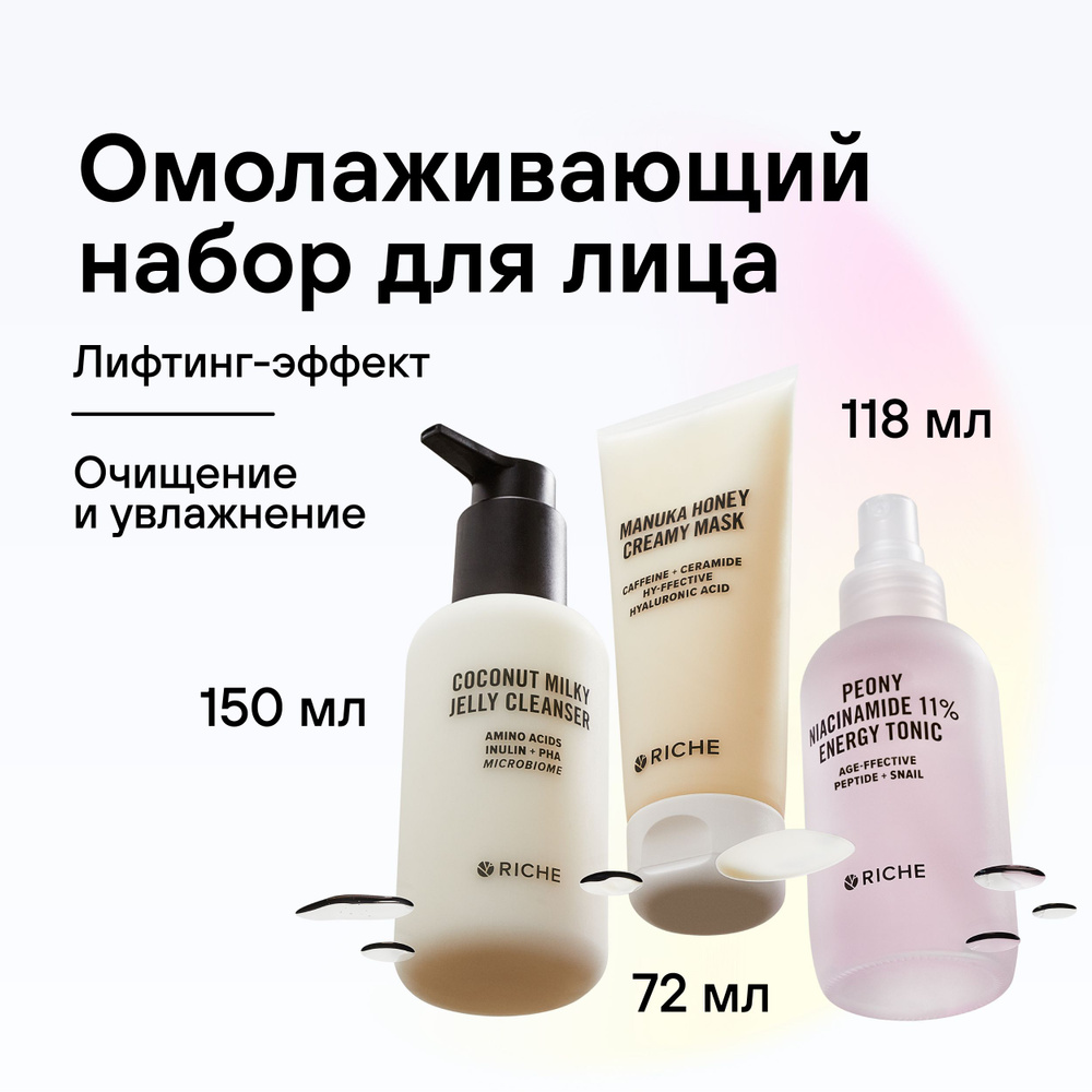 Омолаживающий набор уходовой косметики для лица RICHE: Кокосовое ...