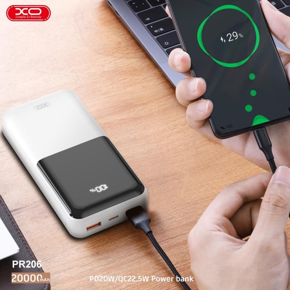 Внешний аккумулятор (Power Bank) XO PR206 PD20W / QC22.5W Digital Display Fast Charge Power Bank ...