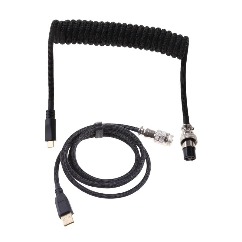 Спиральный Usb кабель типа C для механической клавиатуры разъем