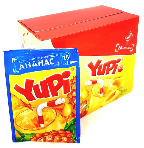 Растворимый напиток YUPI Ананас, напиток Юпи из 90-х, 1 блок / 24 шт ...