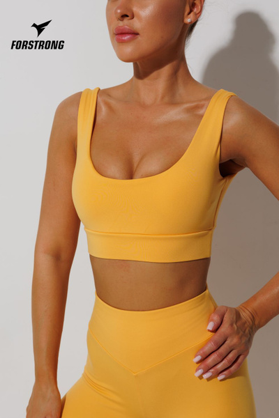 Топ Женский FORSTRONG оранжевый, размер 40, 42 Трикотаж Спортивный Бег, Фитнес Съемные чашечки ...