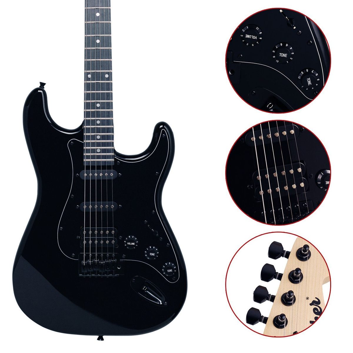 Электрогитара для начинающих, черная, стратокастер, гитара stratocaster ...