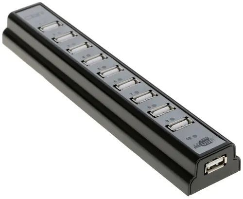 CBR CH-310, USB-концентратор активный, 10 портов, USB 2.0/220В black ...