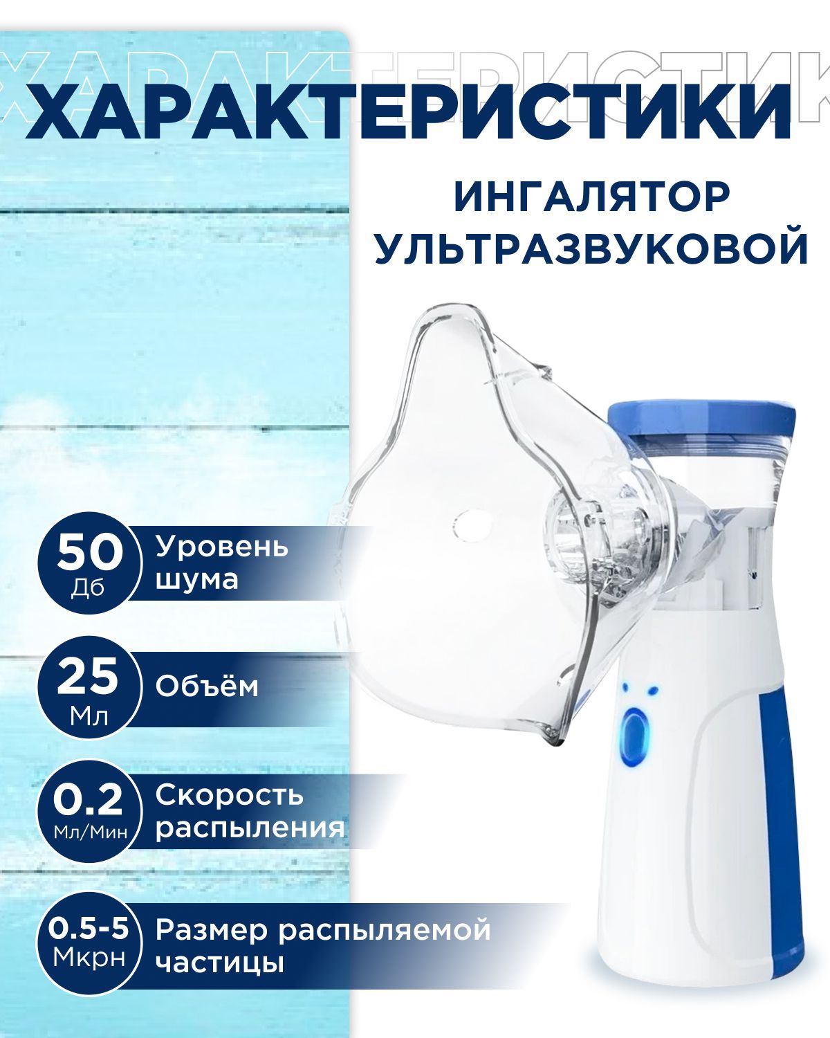 Ингалятор небулайзер портативный с 3-я насадками бесшумный ...