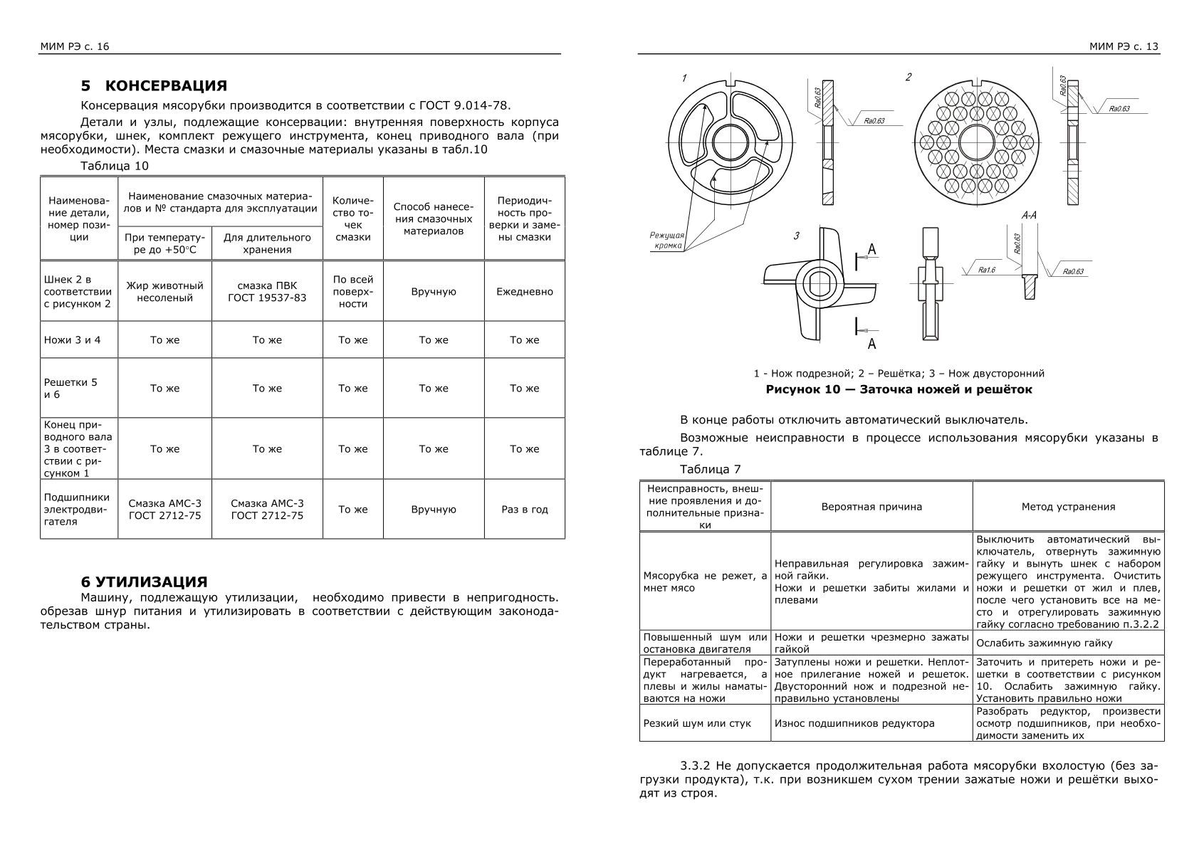 Комплект ножей и решеток для мясорубки МИМ-600 /М-600/М-500 (с буртом ...