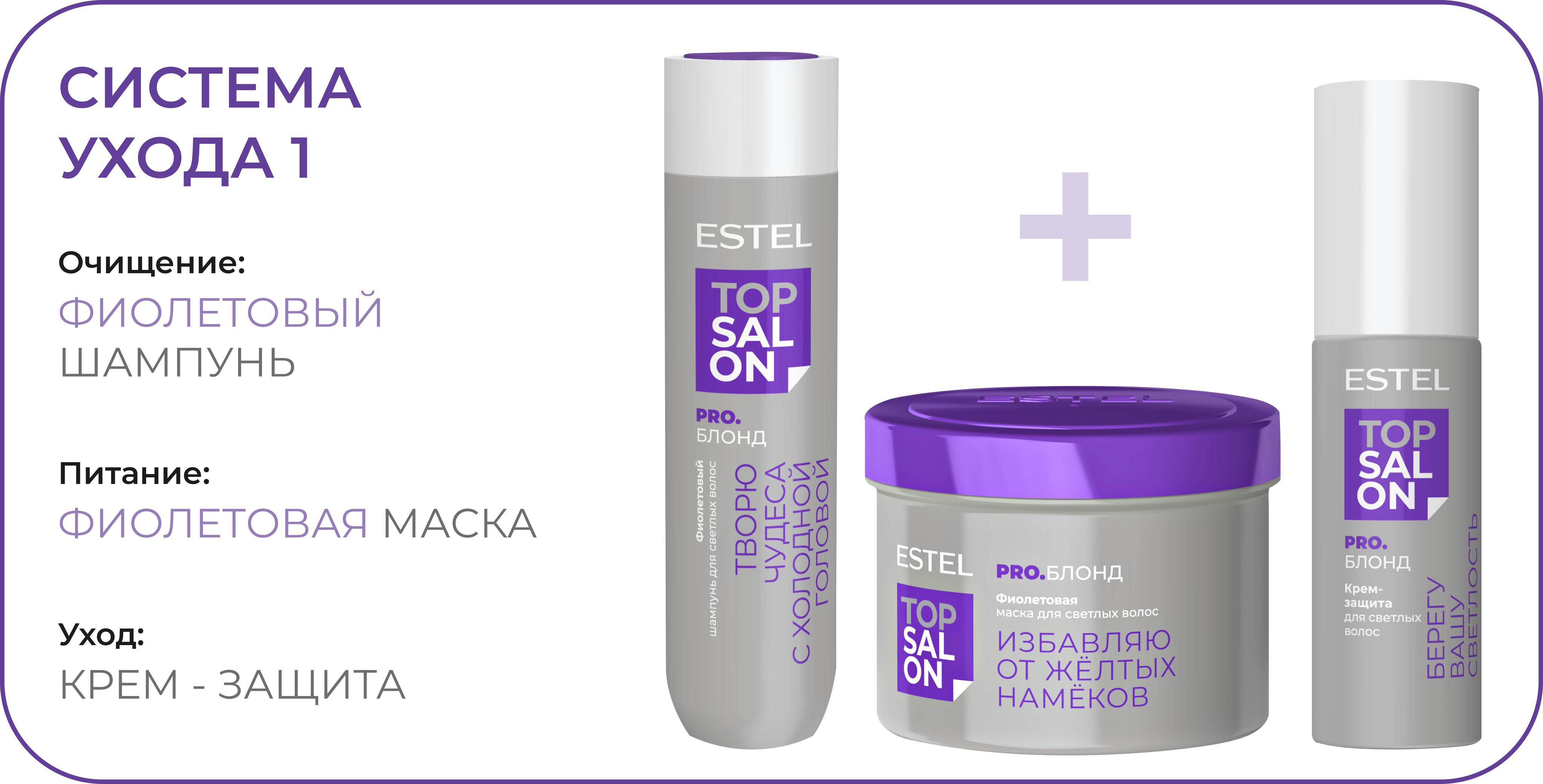 ESTEL PROFESSIONAL Фиолетовый шампунь TOP SALON PRO.БЛОНД для блонда и ...