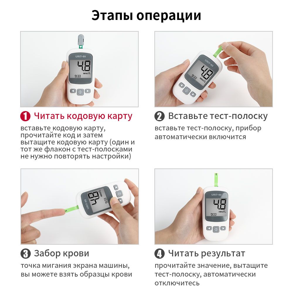 Глюкометр Контур Плюс (URIT) с покалывателем + тест-полоски Контур Плюс ...