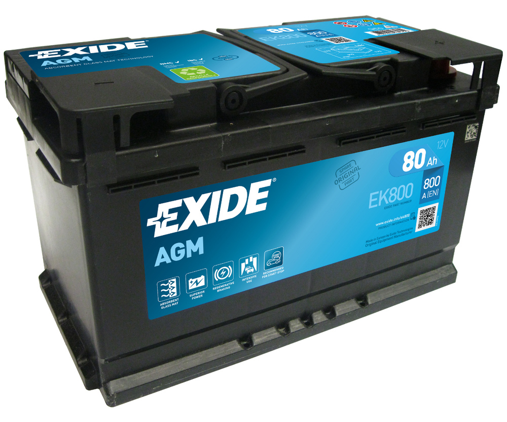 Автомобильный аккумулятор Exide Start-stop AGM EK800 купить на OZON по ...