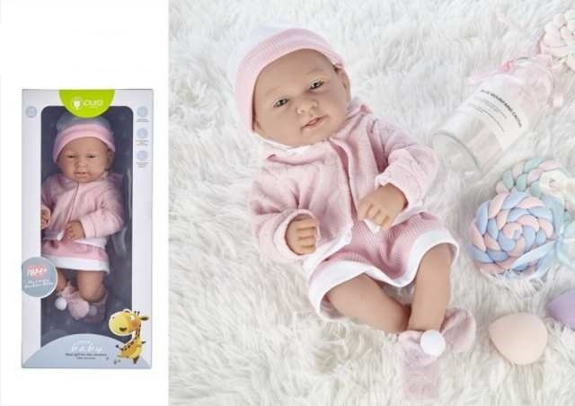 Пупс Junfa "Pure Baby", 35 см, в кофточке, розовом платье, шапочке, в коробке (WJ-B9969 ...