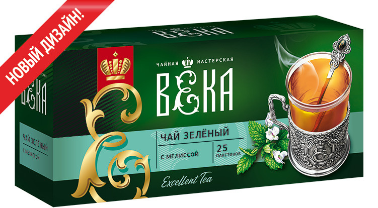 Чай зеленый с мелиссой, пакетированный, Чайная мастерская ВЕКА, (25 шт ...