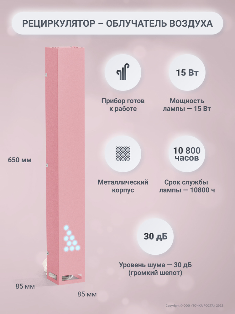 Рециркулятор-облучатель бактерицидный 15Вт с одной лампой, работает в ...