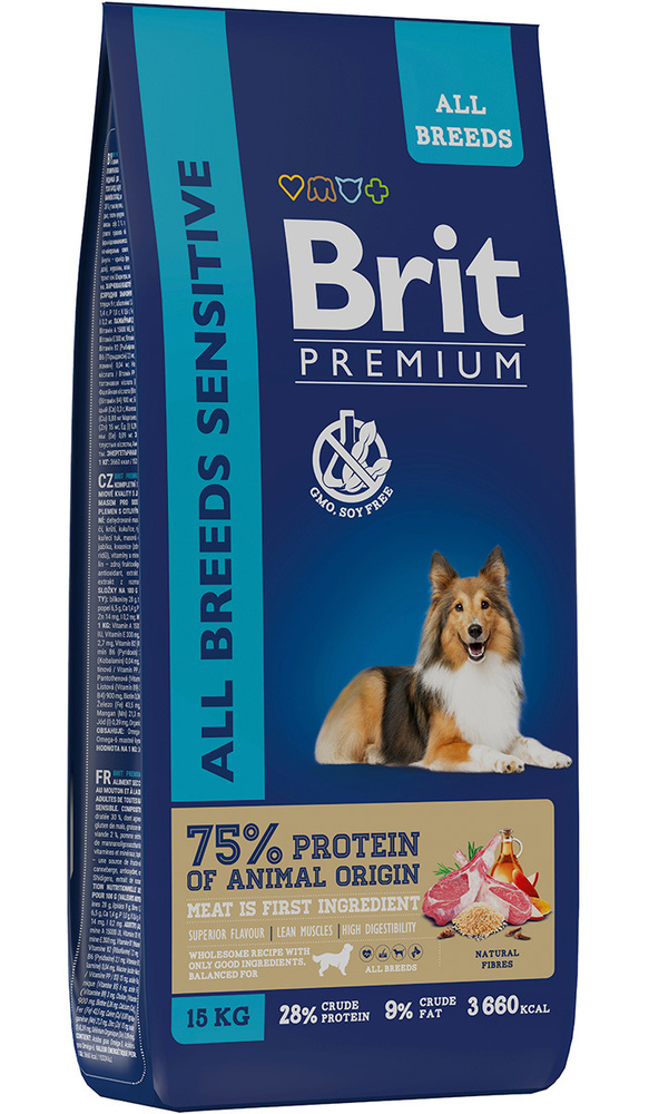 Сухой корм BRIT PREMIUM DOG ADULT SENSITIVE для взрослых собак всех ...