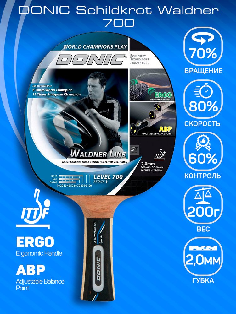 Ракетка для настольного тенниса Donic-Schildkrot Waldner 700 ABP 2,0 mm - купить с доставкой по ...
