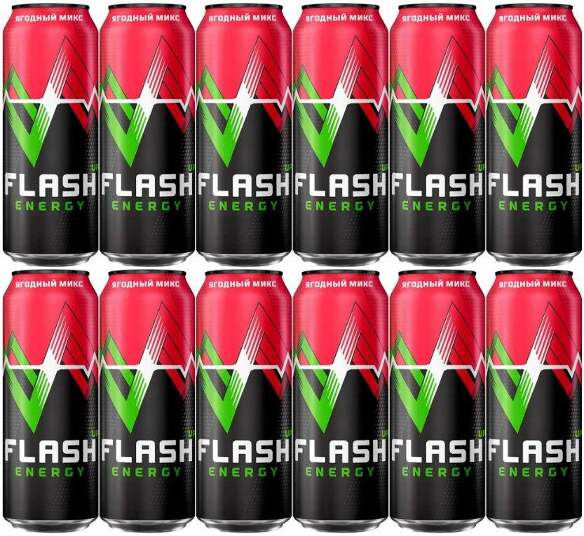 Flash Up Energy Ягодный микс 0,45 л х 12 банок, энергетический напиток ...