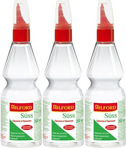 Сахарозаменитель Milford Suss жидкий, комплект: 3 упаковки по 200 мл ...