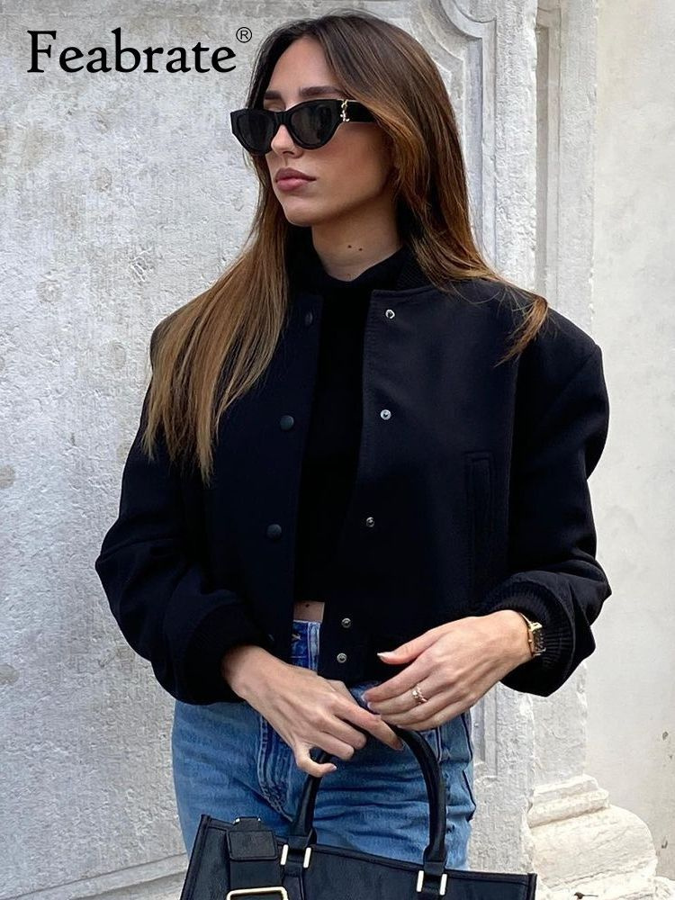 Бомбер Женский Feabrate черный Полиэстер, размер 44 Длинный Демисезон Полиэстер Китай купить c ...