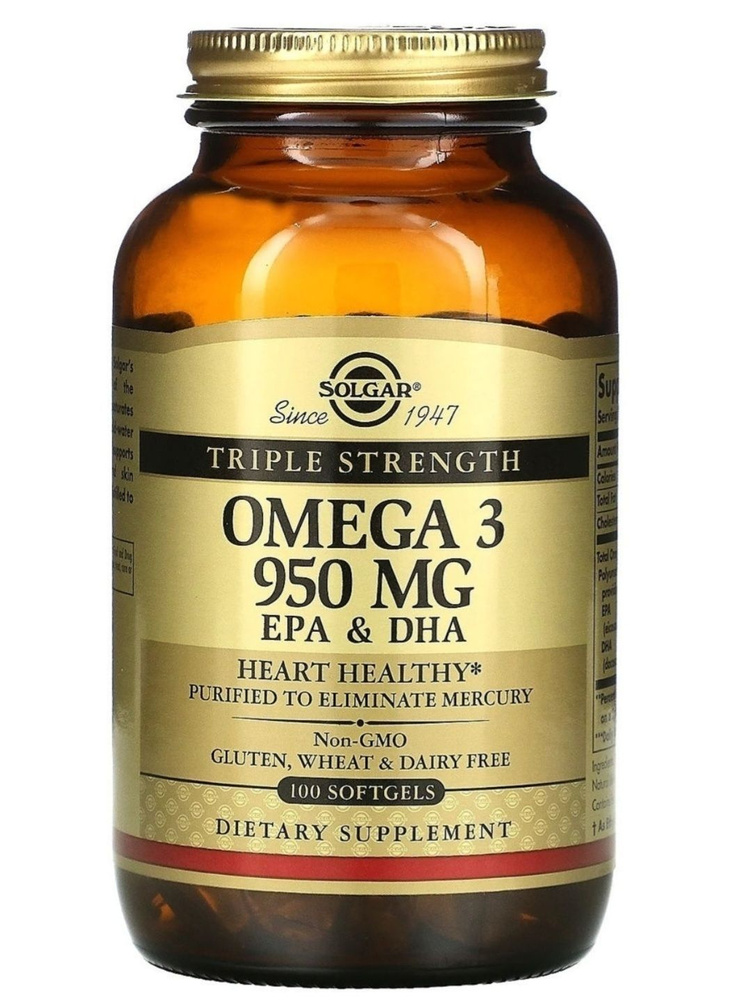 Тройная Омега-3 950 мг (Triple Strength Omega 3 950mg EPA & DHA)100 ...
