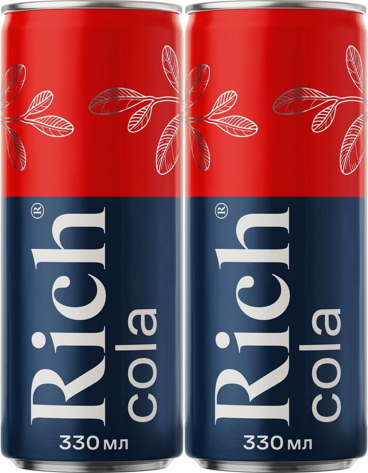 Газированный напиток Rich Cola 0,33 л, комплект: 2 упаковки по 330 мл ...