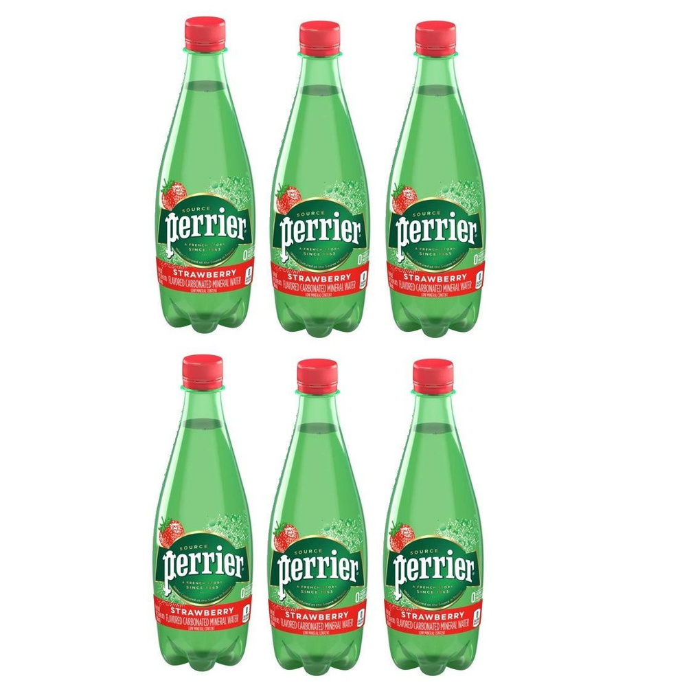 Минеральная вода Perrier (Перье), со вкусом клубники, 6 шт по 0,5 л пэт ...