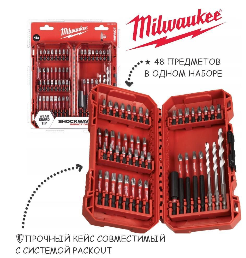 Набор бит SHOCKWAVE 48 предметов Milwaukee 4932492005 купить на OZON по ...