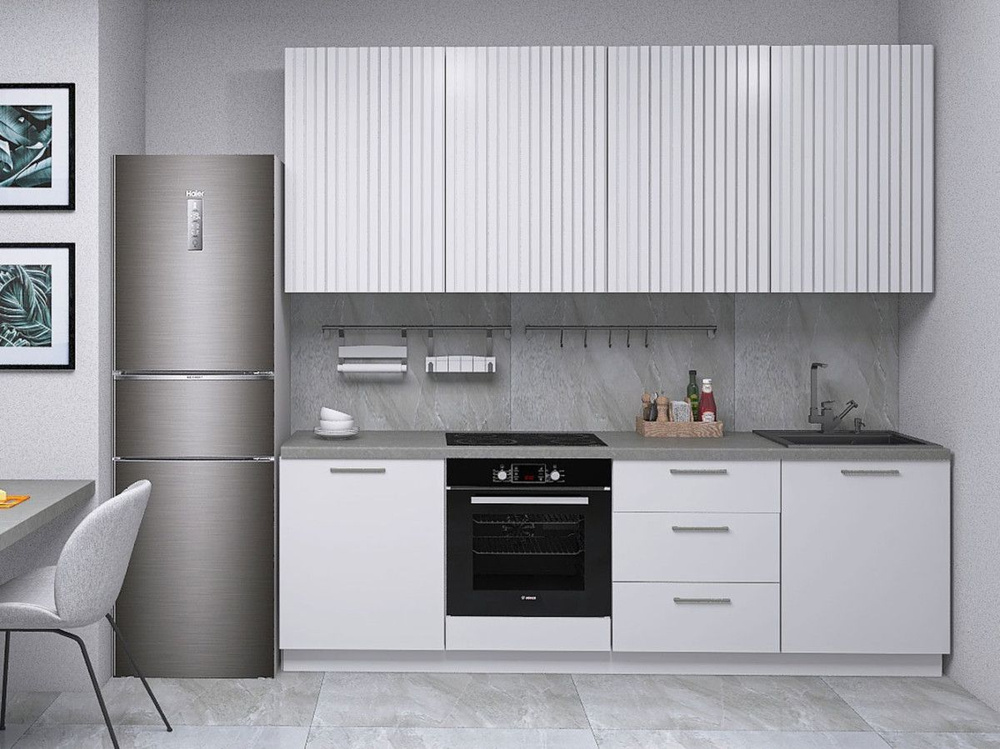 Кухонный гарнитур Комби 2 4 м мебель для дома и кухни Белый Бланж купить C доставкой на Ozon