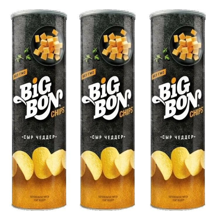 Чипсы картофельные Бигбон BIGBON со вкусом СЫР ЧЕДДЕР 130 гр тубус Big ...