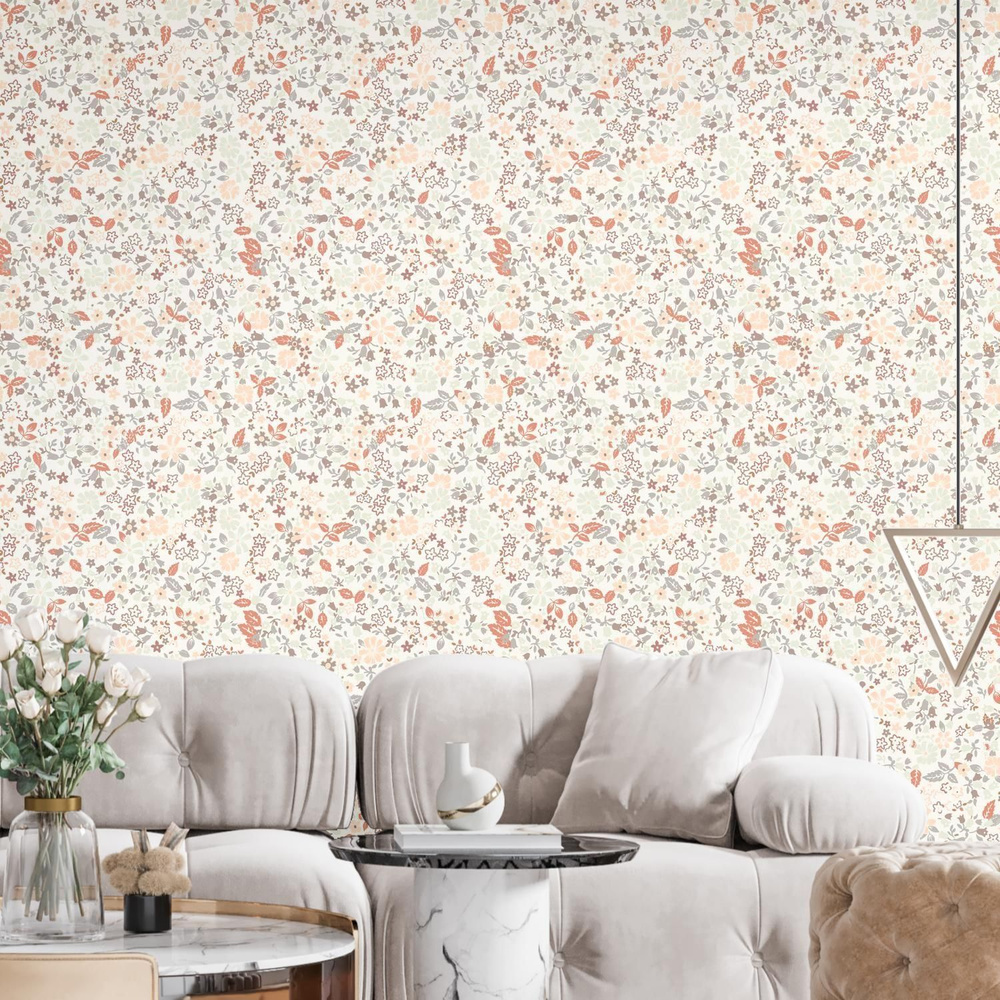 Обои с серо-оранжевым цветочным рисунком decoracion 7190604 - купить по ...