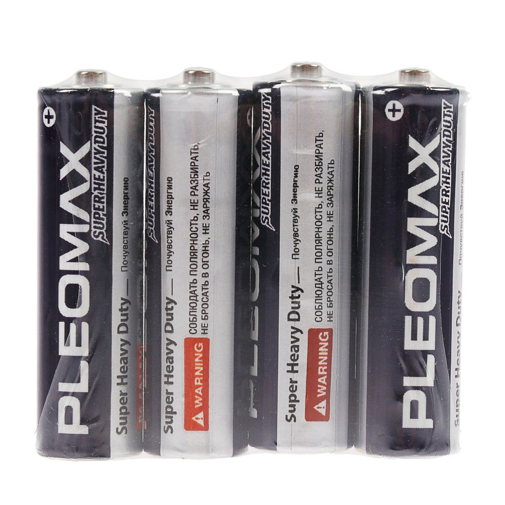 Батарейка солевая Pleomax Super Heavy Duty, AA, R6-4S, 1.5В, спайка, 4 ...