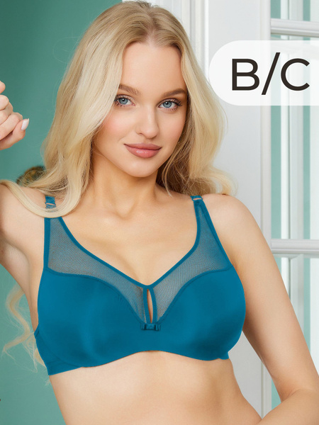 Бюстгальтер Женский Ritoleta без косточек, пуш-ап, размер 80B голубой Полиамид, Полиуретан ...