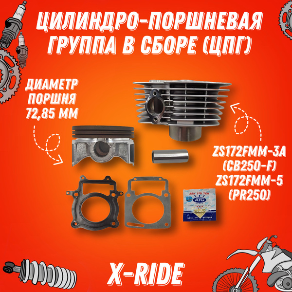 Цилиндро-поршневая группа в сборе (ЦПГ) ZS172FMM-3A (CB250-F) ZS172FMM-5 (PR250) купить c ...