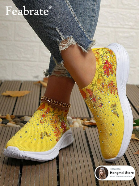 Слипоны Женский Feabrate Текстиль Бег, Бадминтон, размер 36 Лето Без застёжки Без каблука купить ...