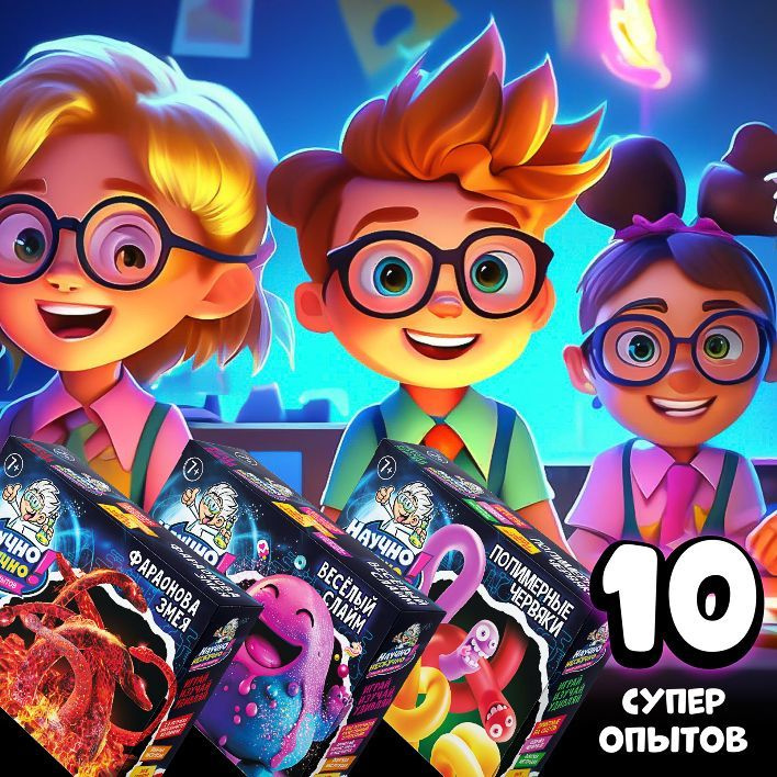 Большой набор для творчества - опыты и эксперименты для детей, 10 в 1 ...