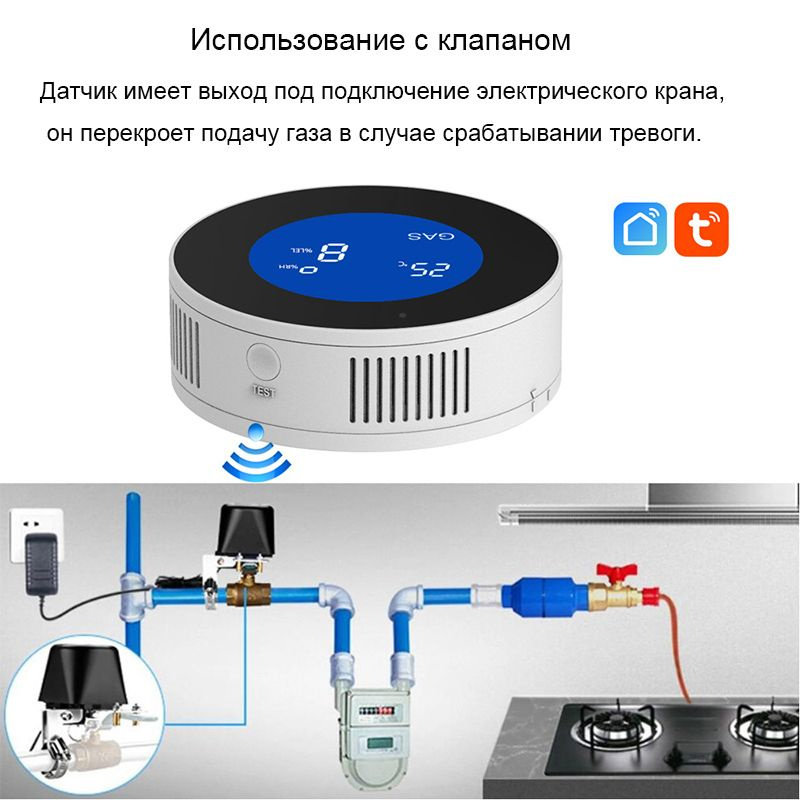 Умный Wi Fi датчик утечки газа Tuya Gas Используется для обнаружения
