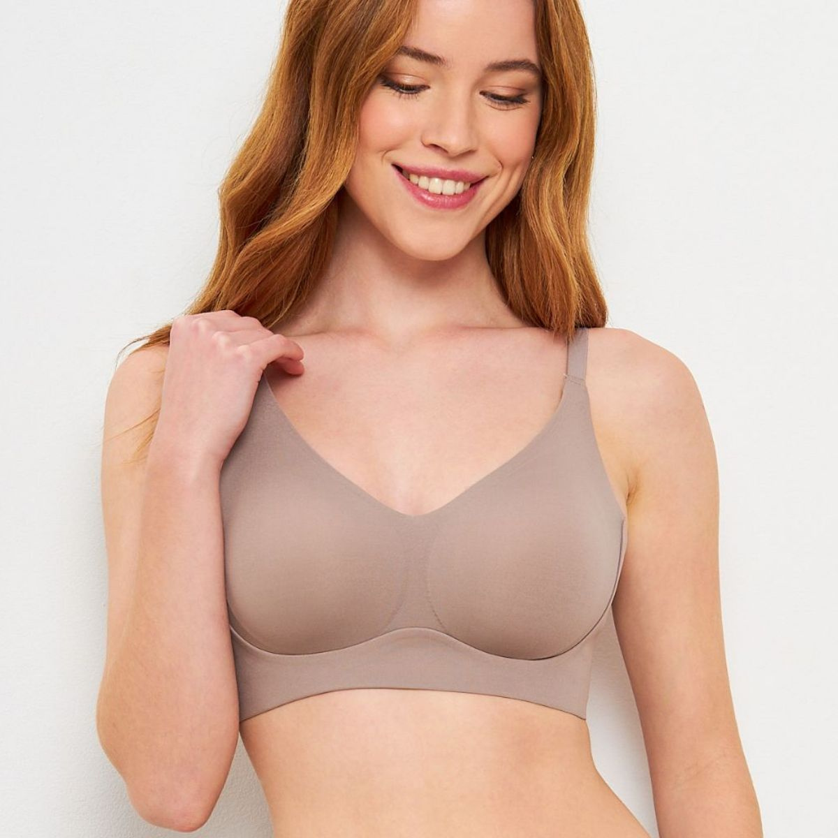 Бюстгальтер Женский EASY BRA без косточек, бра, размер 80A, 80B темно-бежевый, кофейный Полиамид ...