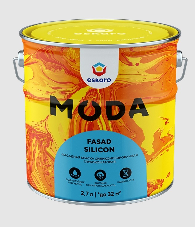 Краска для фасадов силиконизированная Eskaro MODA Fasad Silicon 2,7л ...